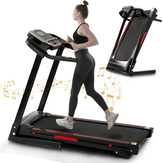 3.5HP Portable Foldable Incline Treadmill for Home - 12 Preset Programs ...