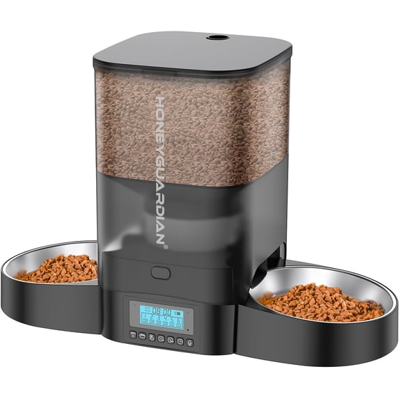 3.5L Automatic Cat Feeder for Two Cats with Stainless Steel Bowl Timed ...