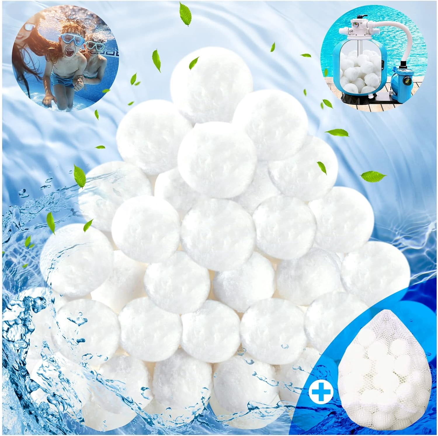 3.5Lbs Pool Filter Balls for Sand Filter, Reusable Fiber Filter Media ...