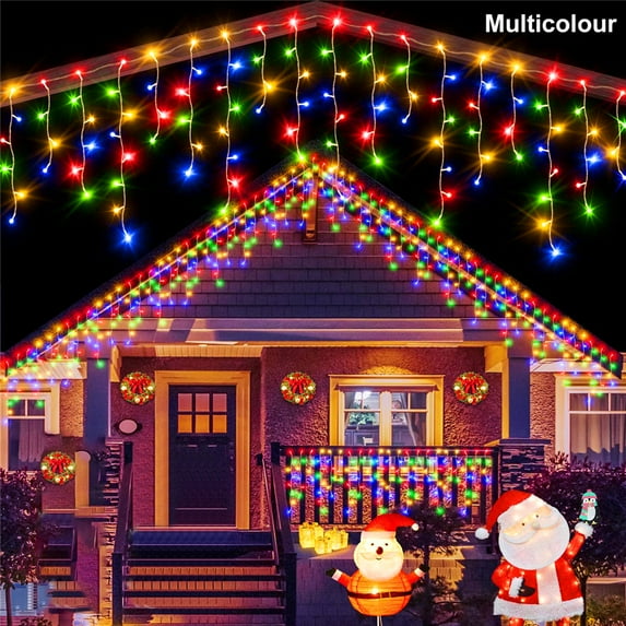 3.5M/7.5M 160Leds Solar Icicle String Lights Indoor Outdoor Waterproof ...