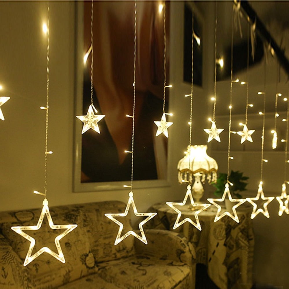 3.5M Star Curstain LED String Fairy Lights 138 LEDs Christmas Lights ...