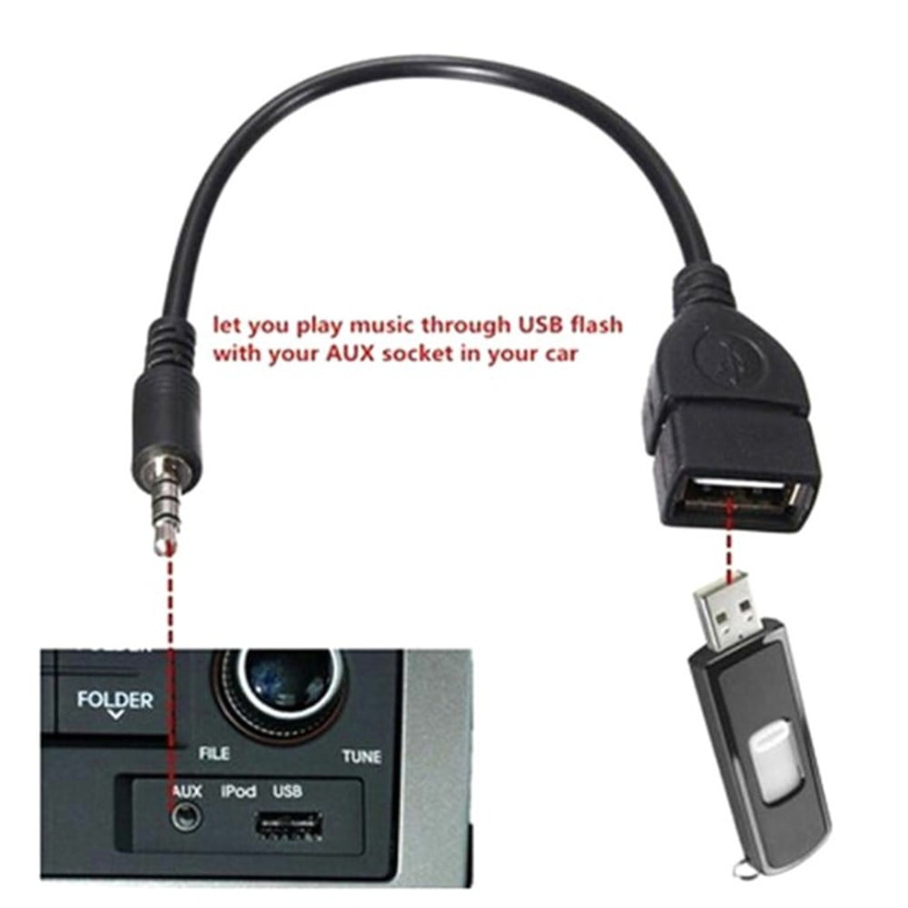 3 5Mm Male To Usb 2 0 Female Aux Audio Adapter Cable Extension For Playing Mp3 Files From Usb ...