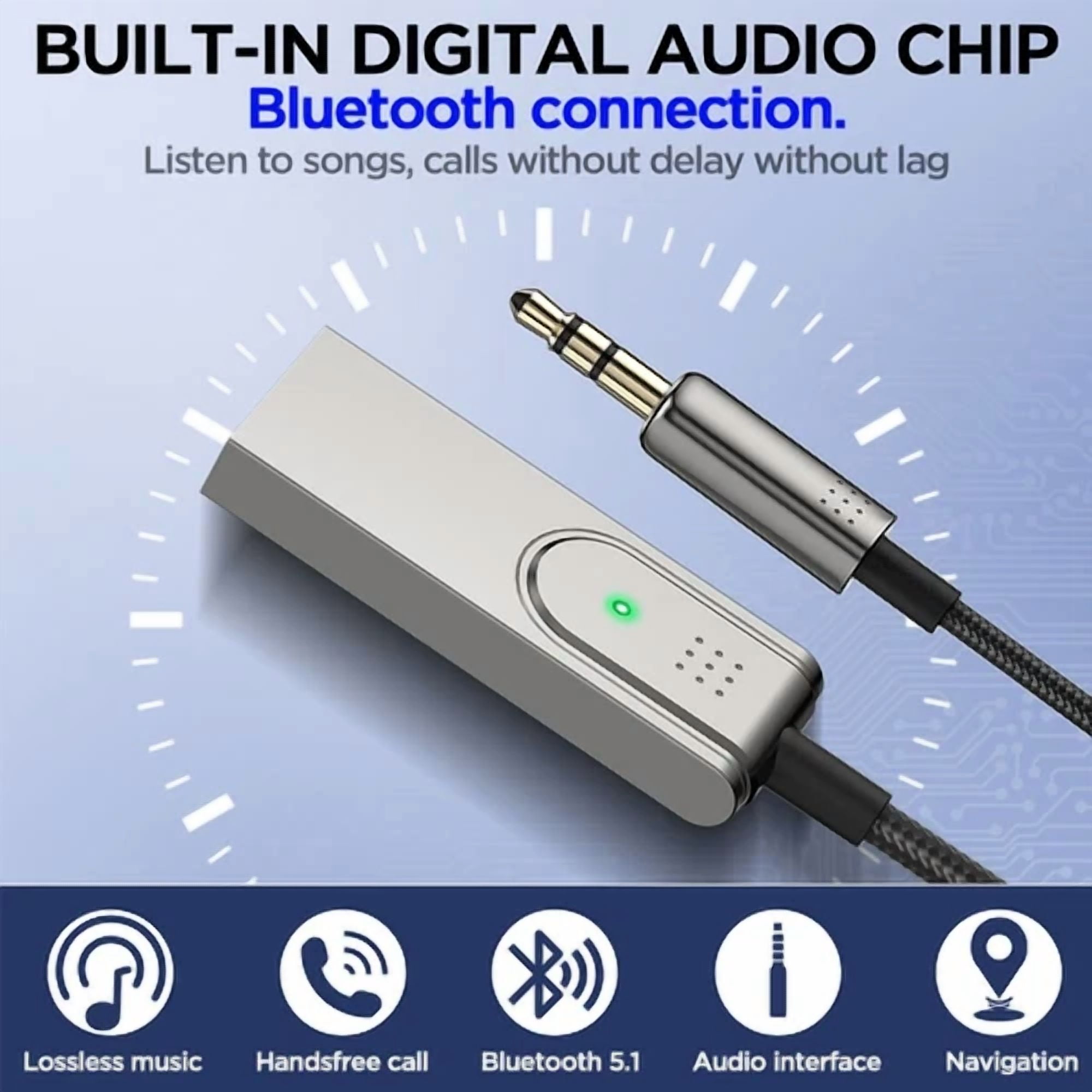 3.5Mm To Usb Aux Wireless Bluetooth 5.1 Receiver Car Home Pc Audio ...