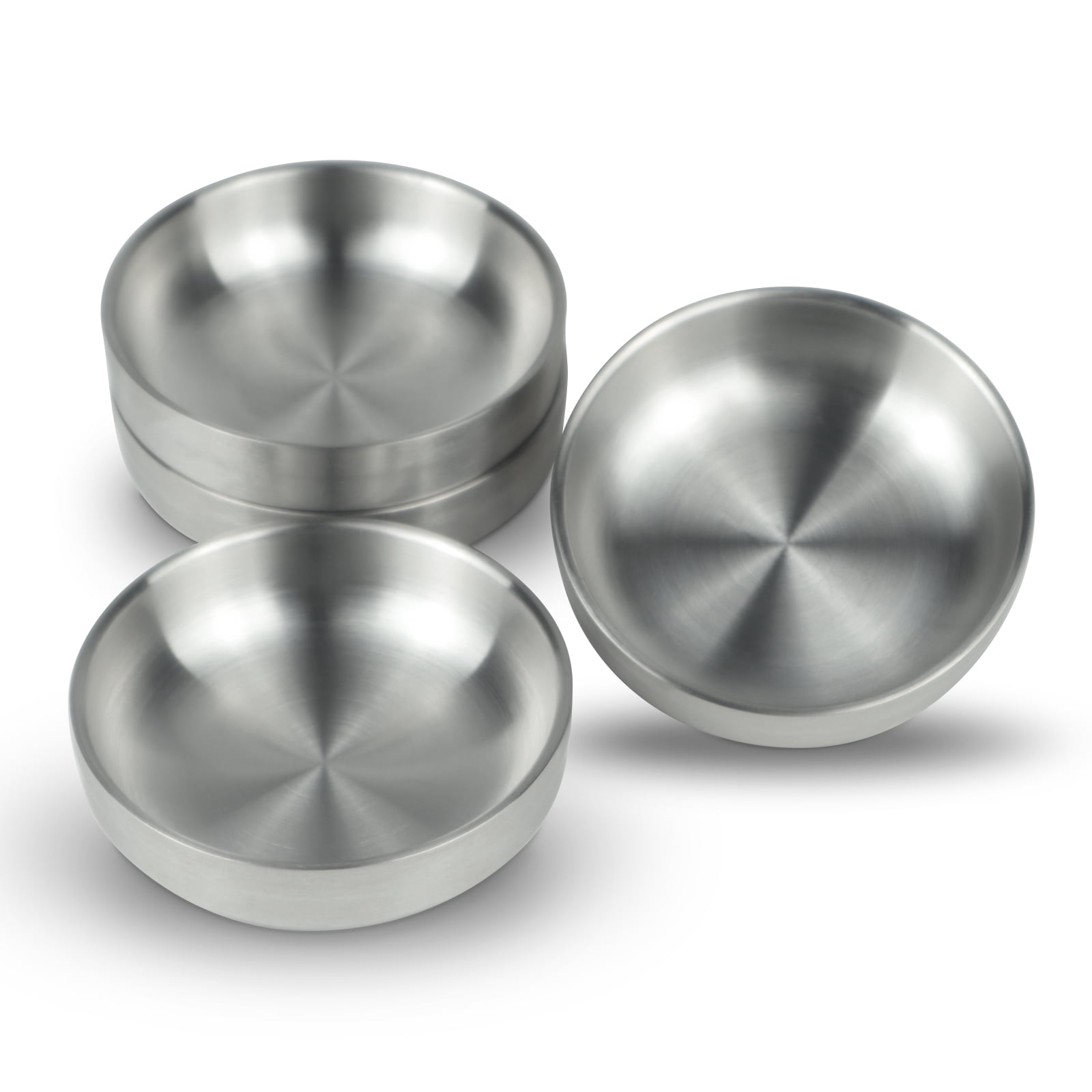 3.5OZ Double-Deck Round Seasoning Dishes, Small Stainless Steel Pinch ...