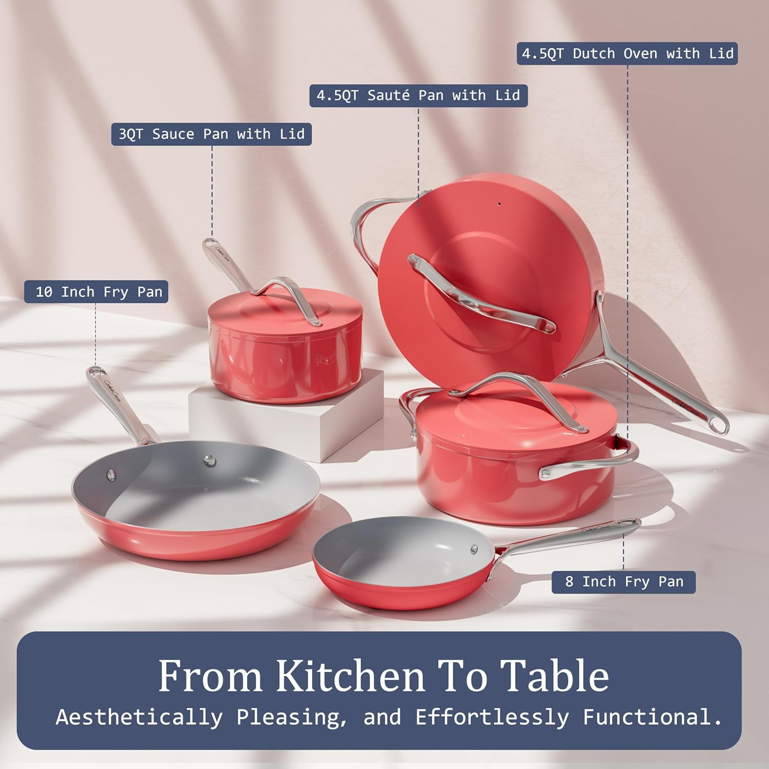 3.5QT Nonstick Ceramic Sauce Pan with Lid - Fusion Red - Walmart.com