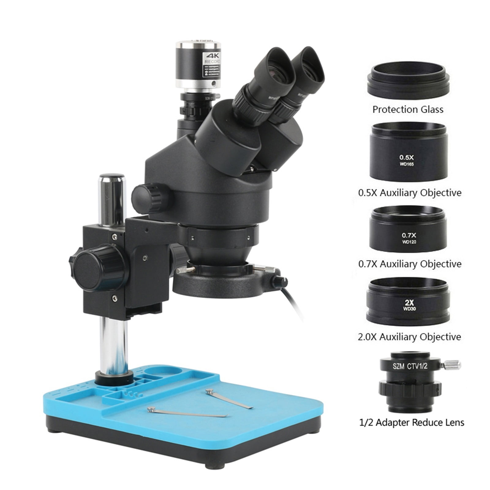3.5X-90X Continuous Zoom Simul Focal Stereo Trinocular Microscope VGA ...