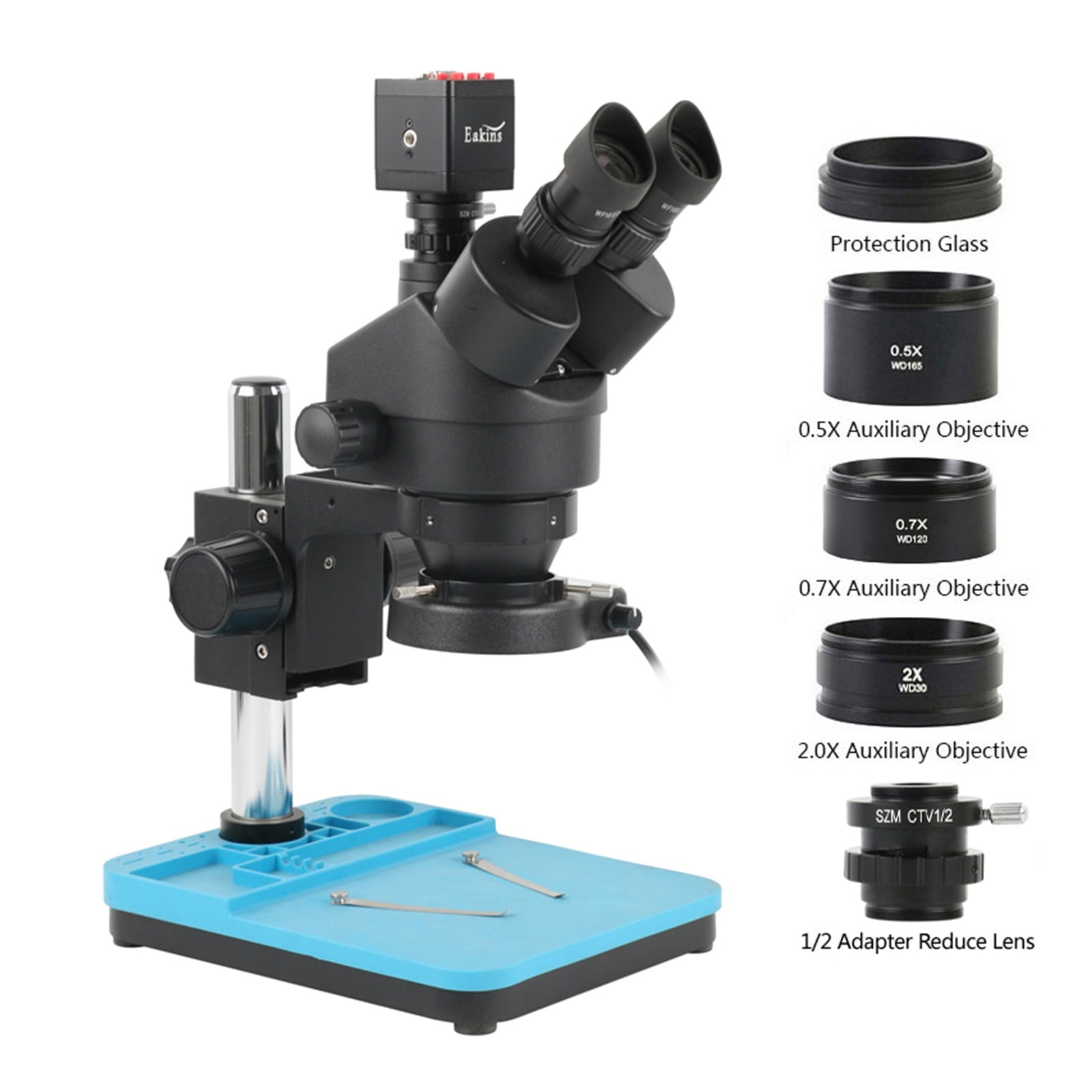 3.5X-90X Continuous Zoom Simul Focal Stereo Trinocular Microscope VGA ...