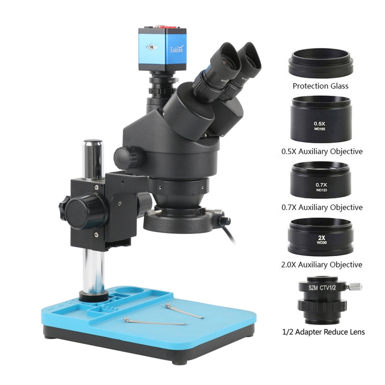 3.5X-90X Continuous Zoom Simul Focal Stereo Trinocular Microscope VGA ...