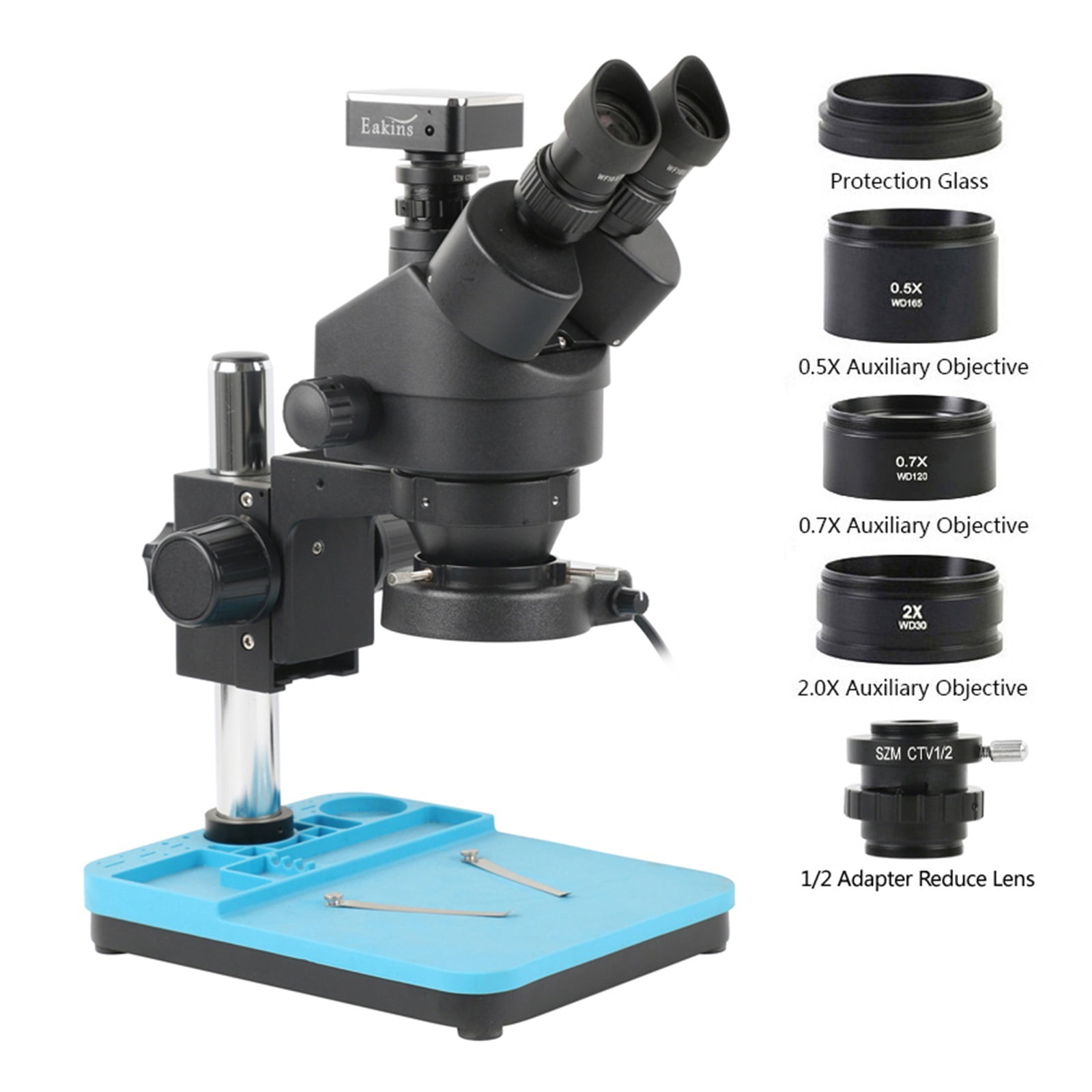 3.5X-90X Continuous Zoom Simul Focal Stereo Trinocular Microscope VGA ...