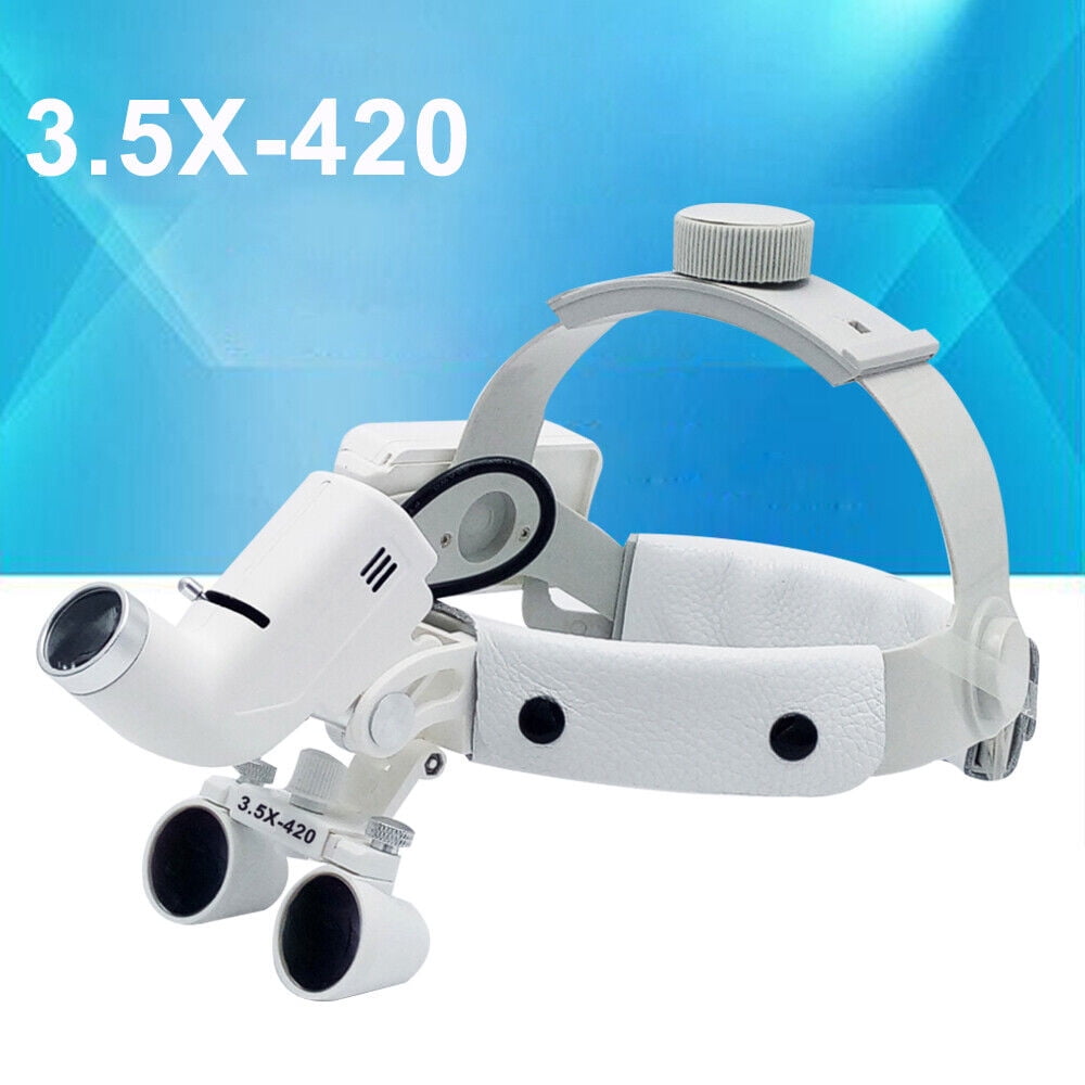 3.5X Medical Surgical 420mm Magnifier Binocular Optical Loupes +5W LED ...