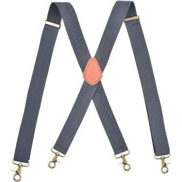 QCWQMYL Brown Men Suspenders Bronze Swivel Snap 4clips Braces Wedding ...
