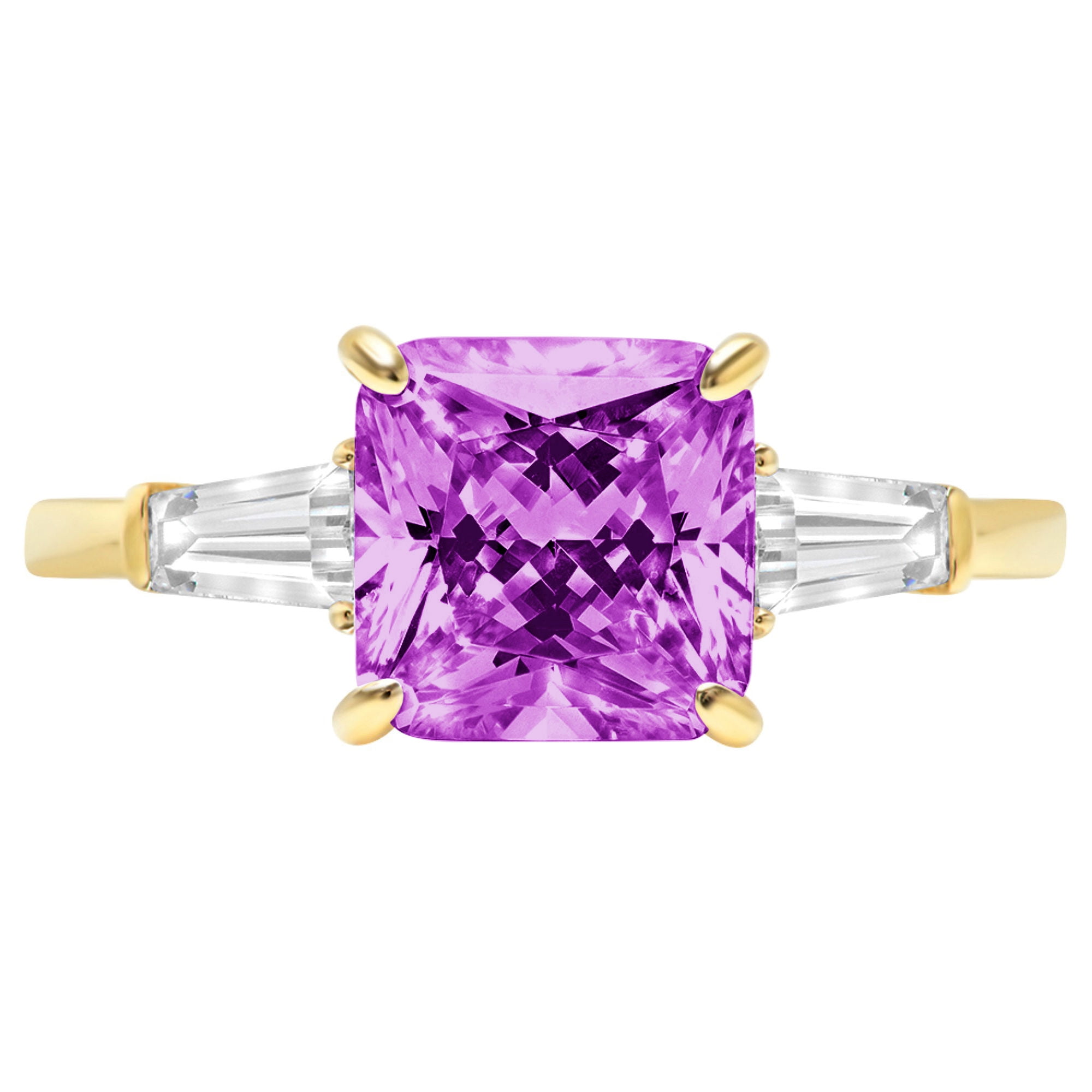 3.5ct Asscher cut - Three- Stone - VVS1 Simulated Alexandrite - 18k ...