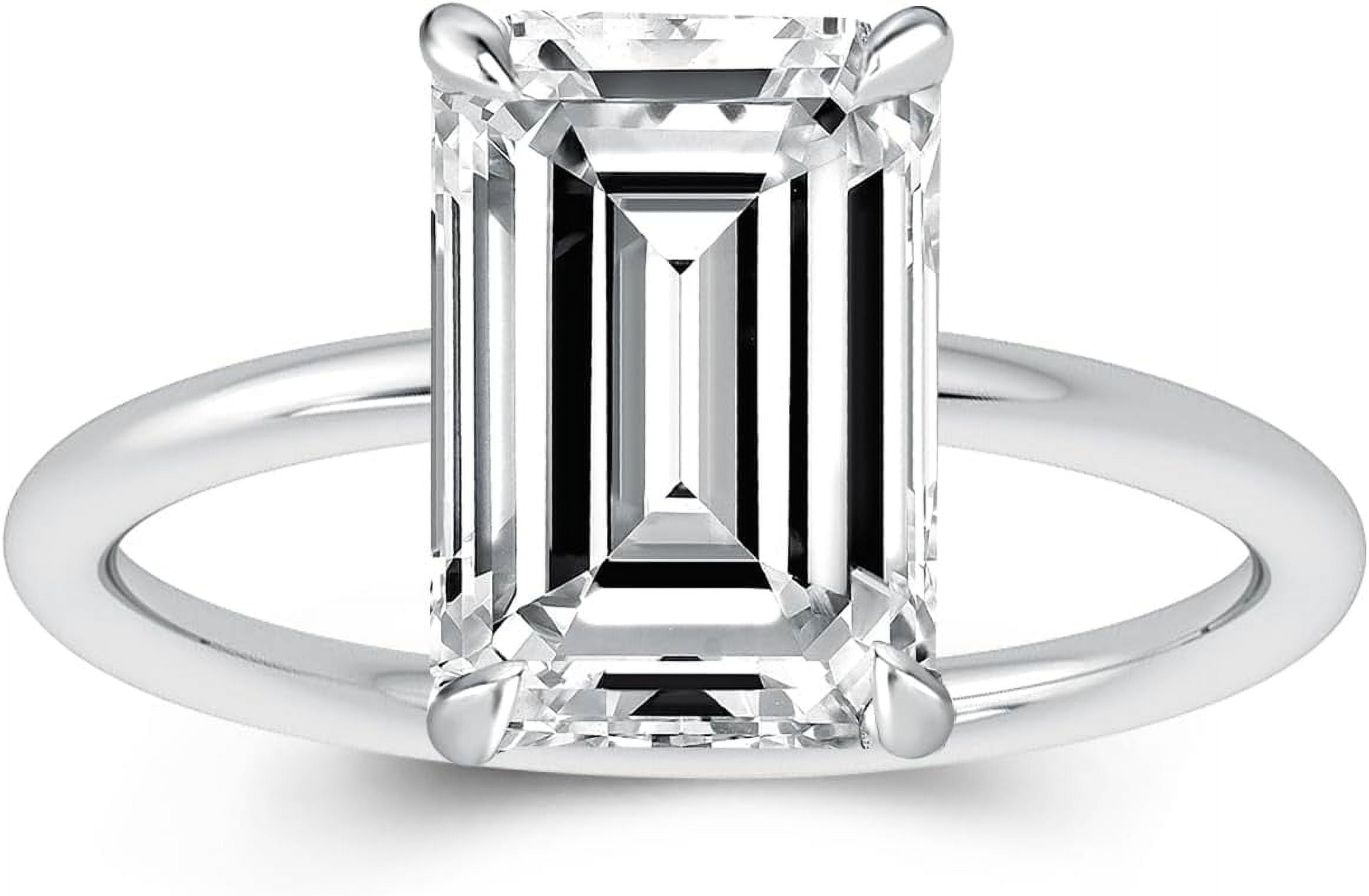 3.5ct Solitaire Elongated Emerald Cut Engagement Ring for Women ...
