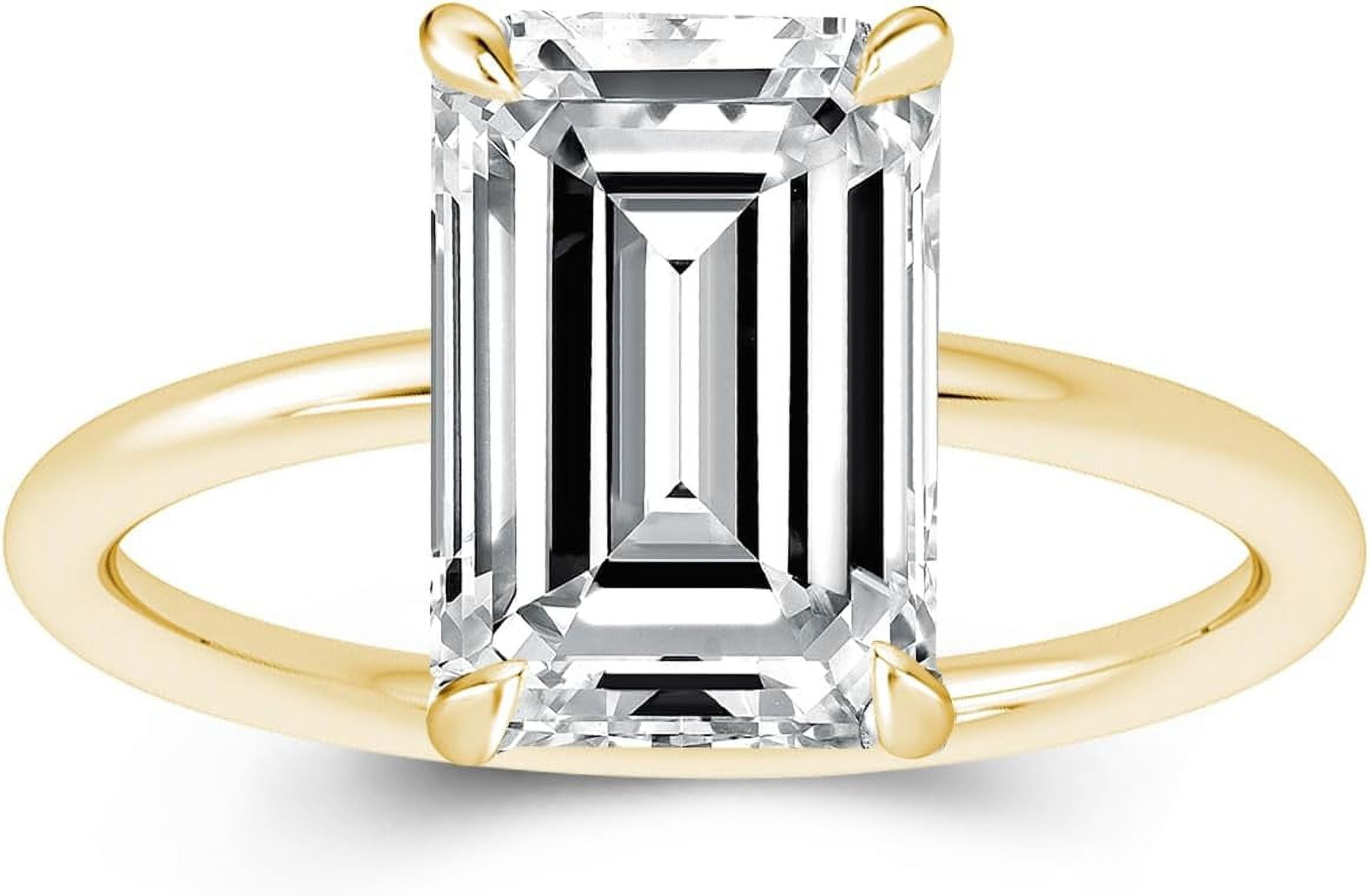 3.5ct Solitaire Elongated Emerald Cut Engagement Ring for Women ...