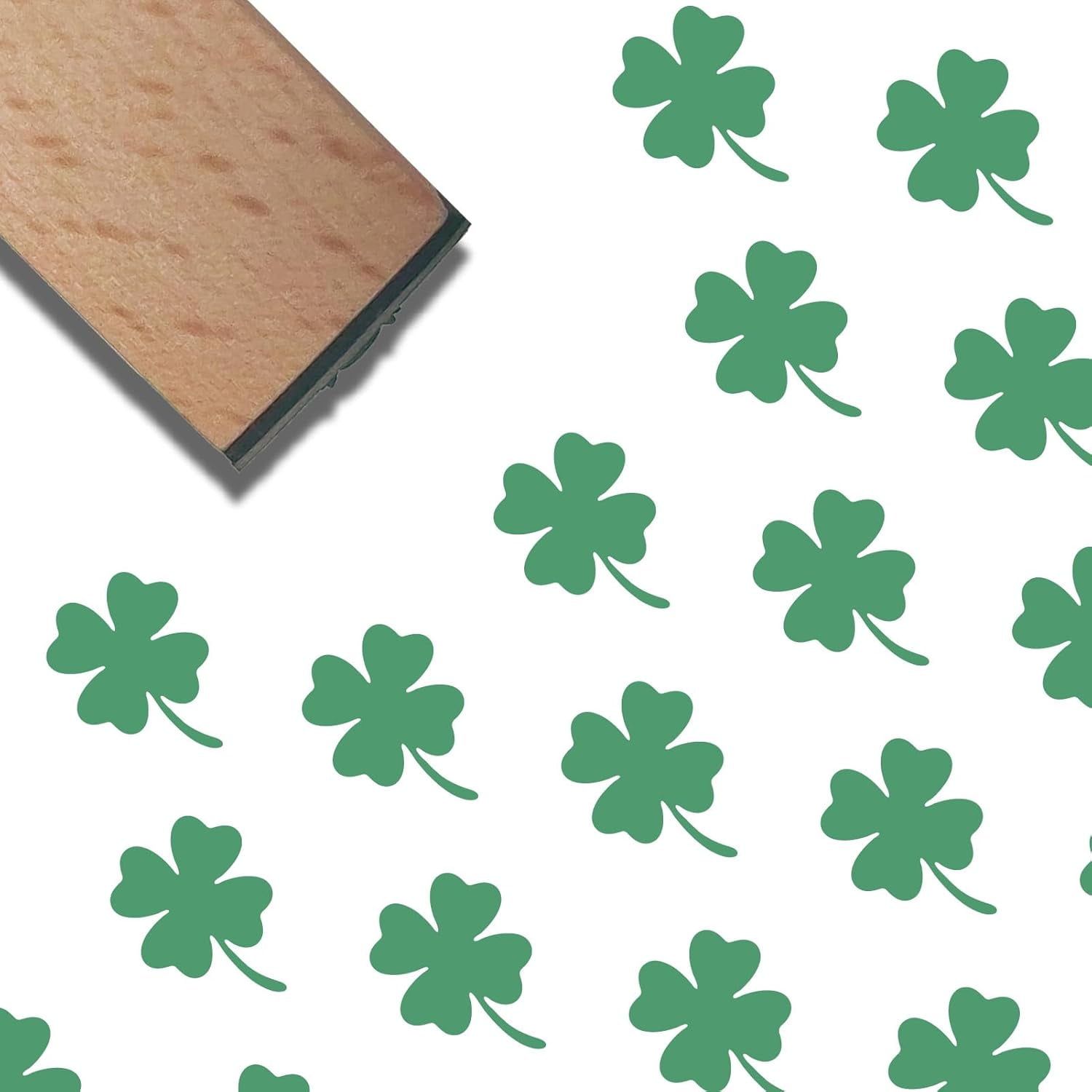 3/5in Mini Wooden Rubber Stamp Four Leaf Clover Plant Pattern Small ...