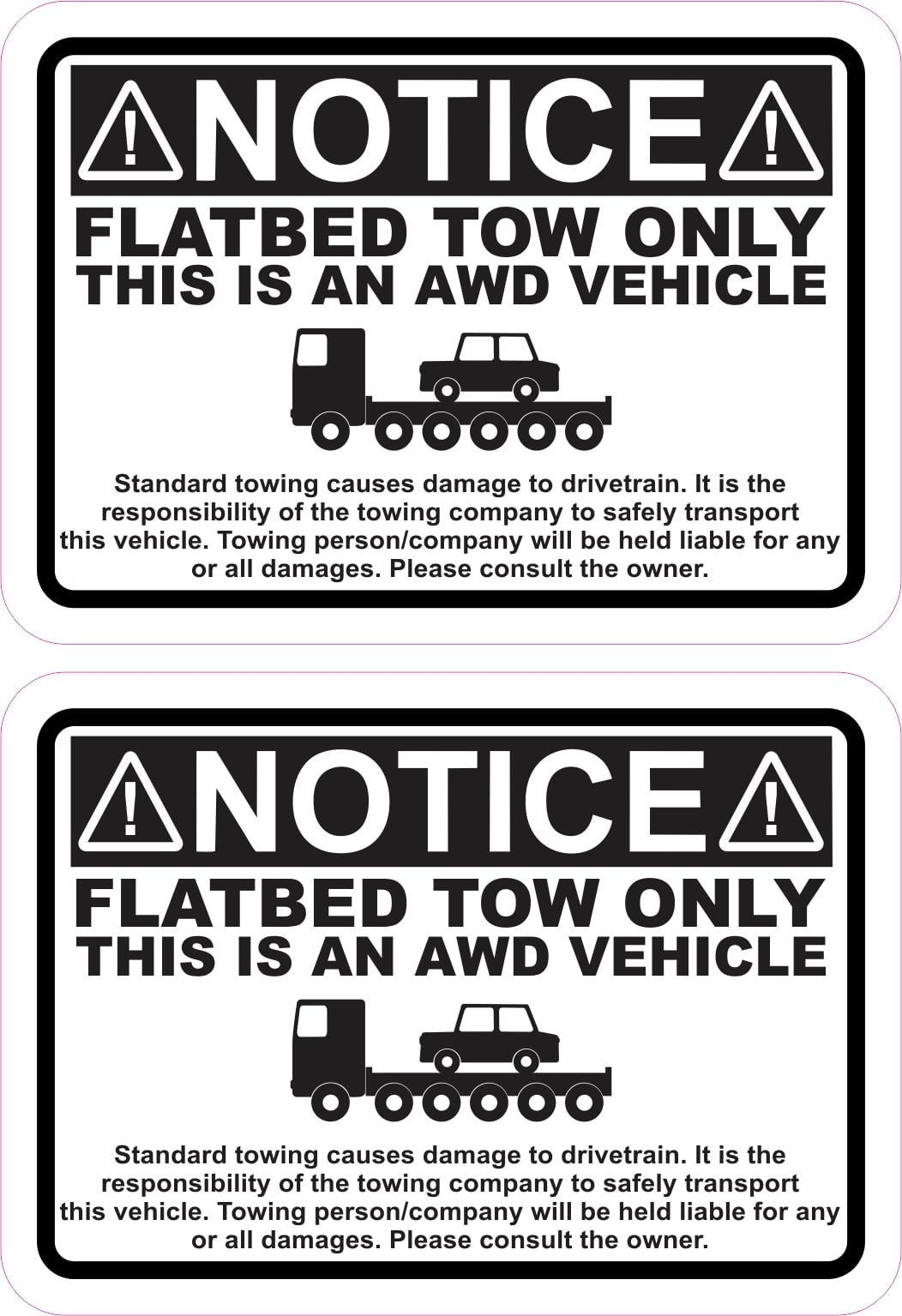 3.5in x 2.5in Flatbed Tow Only Vinyl Stickers - Walmart.com