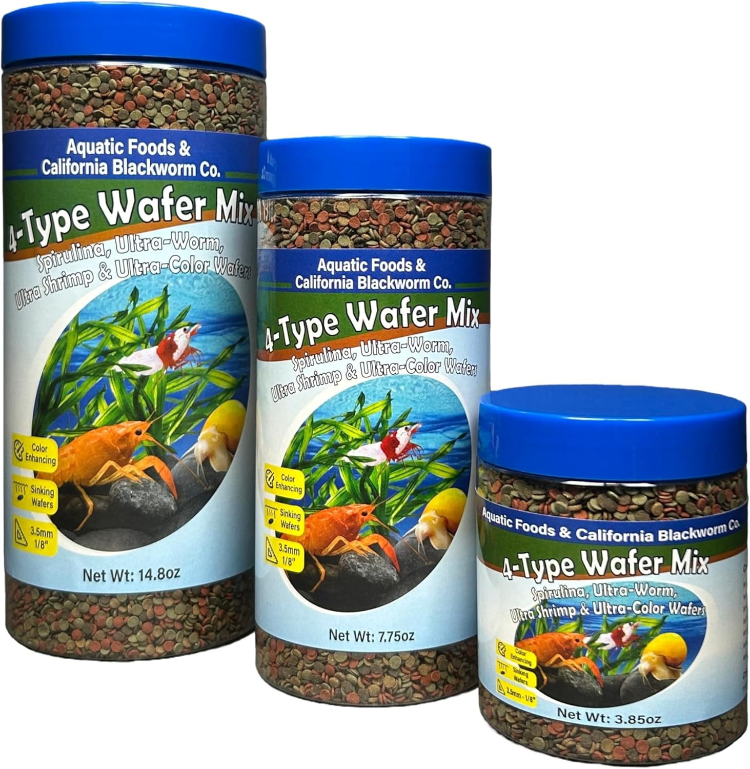 3.5mm - 1/8" 4-Type Sinking Wafer Mix of Spirulina-Algae, Worm, Shrimp ...