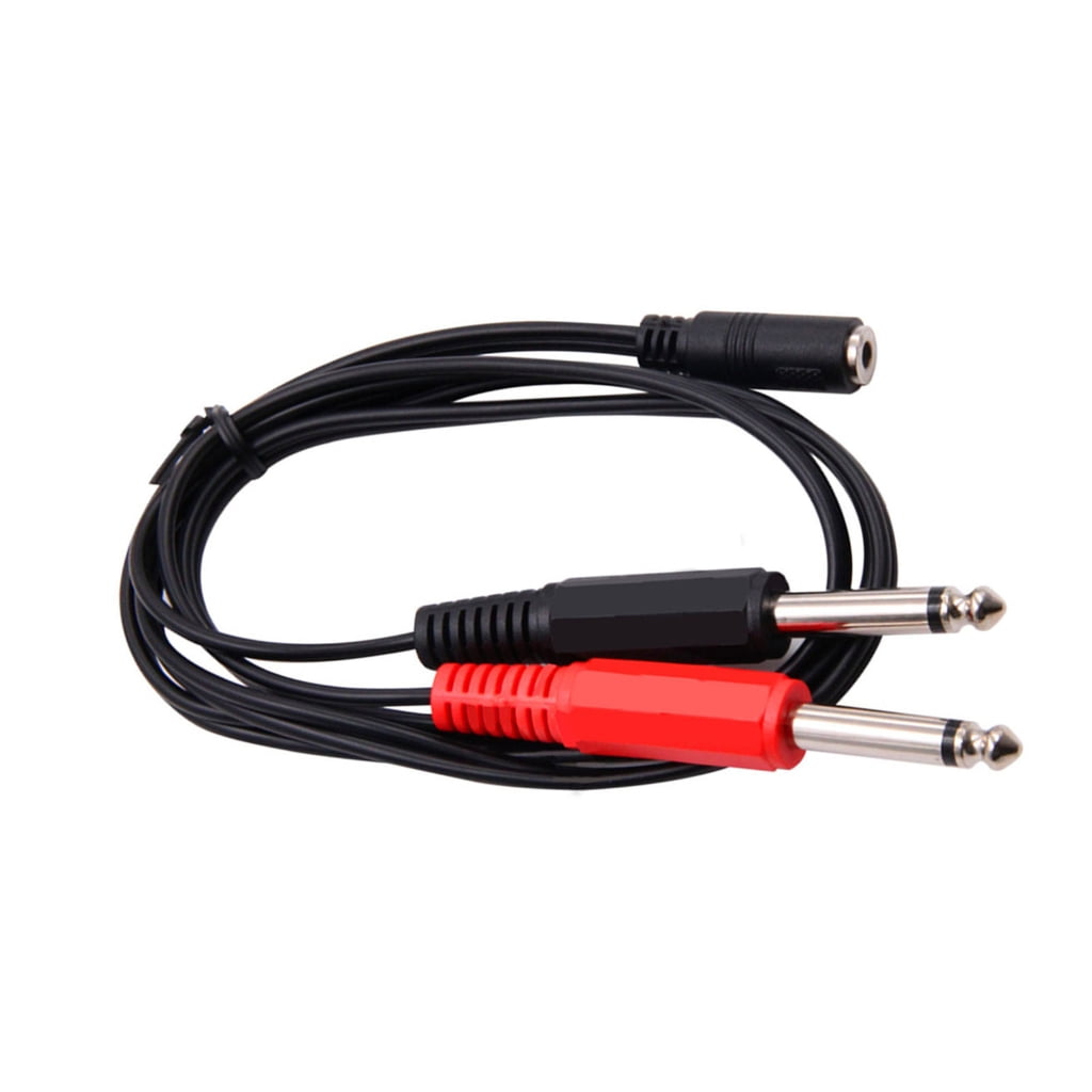 3.5mm 1/8-inch Stereo TRS Female to 2 Dual 6.35mm Mono TS Female Y ...