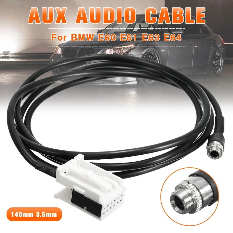 3.5mm 12PIN Female Black AUX Audio Input Kit Adapter Music Cable Wire for BMW E60 E61 E63 E64 ...