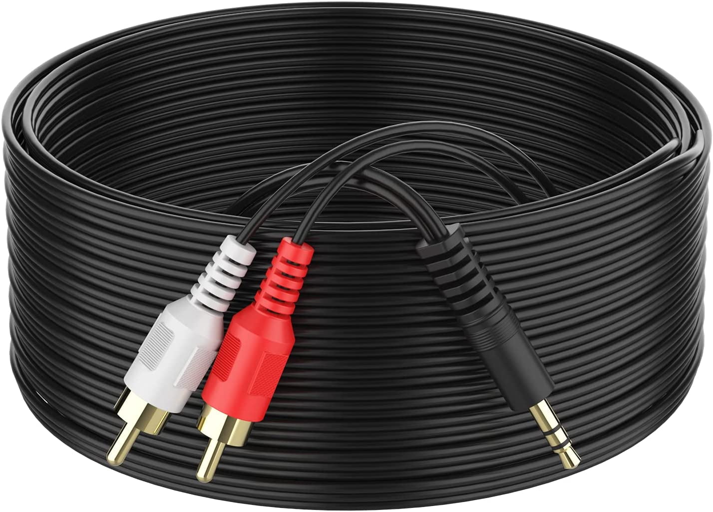3.5mm to 2 Male RCA Cable 25FT, Stereo Audio Adapter Braided Hi-Fi ...