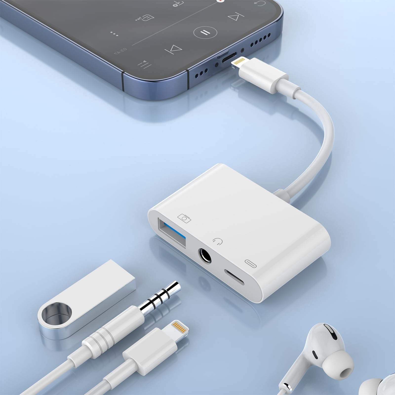 3.5mm AUX Audio Jack and Charger Extender Dongle Earphone Headset ...