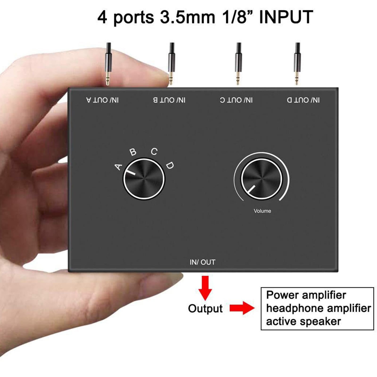 3.5mm Audio Switch Portable Professional Audio Switcher Box Stereo AUX ...