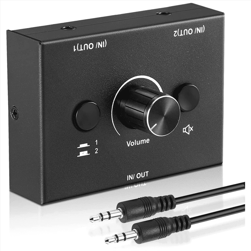 35mm Audio Switcher 2 Input 1 Output1 Output Splitter Switcher Boxone Key Mute Button