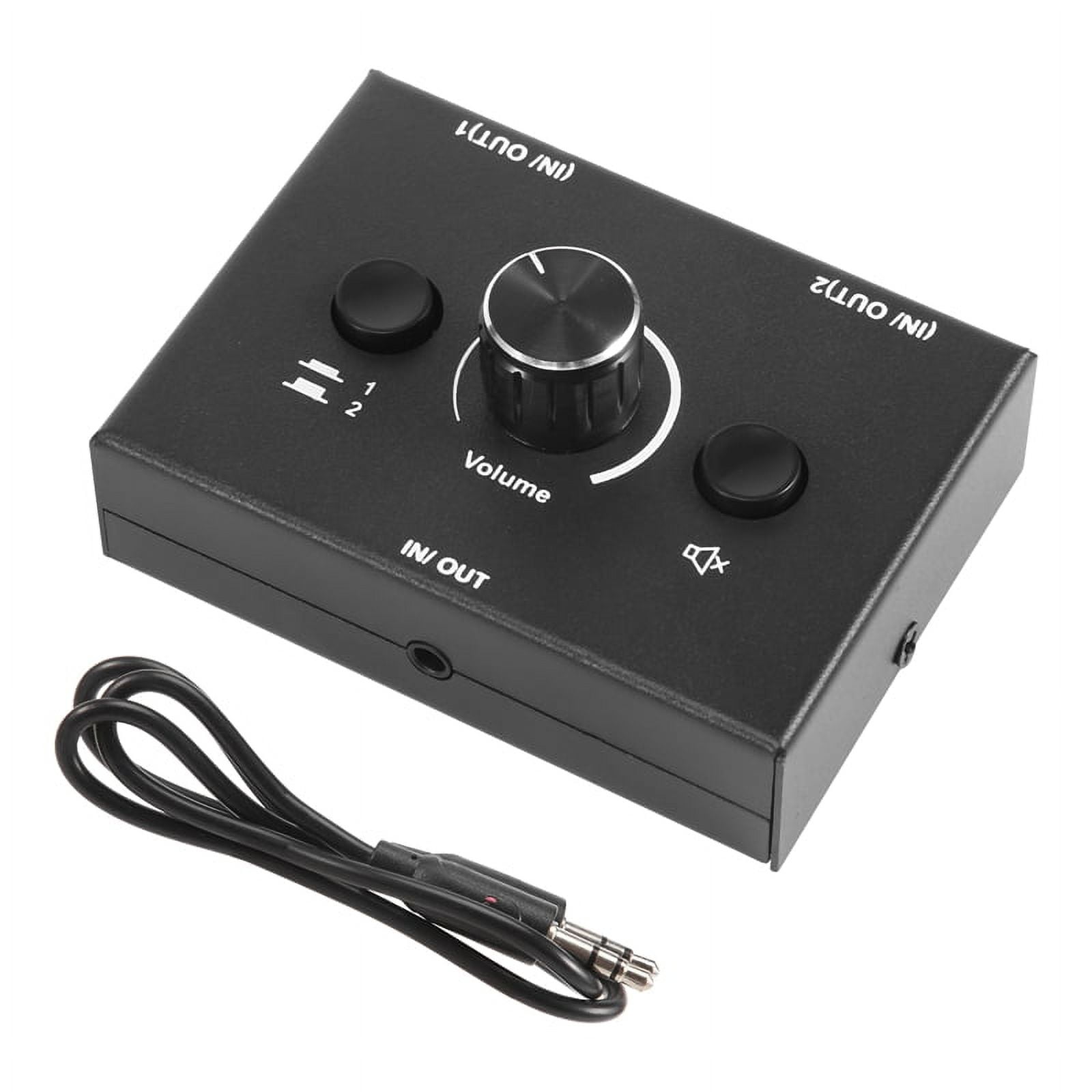 3.5mm Audio Switcher, 2 Input 1 Output/1 Output Splitter Switcher Box, One-Key Mute Button ...