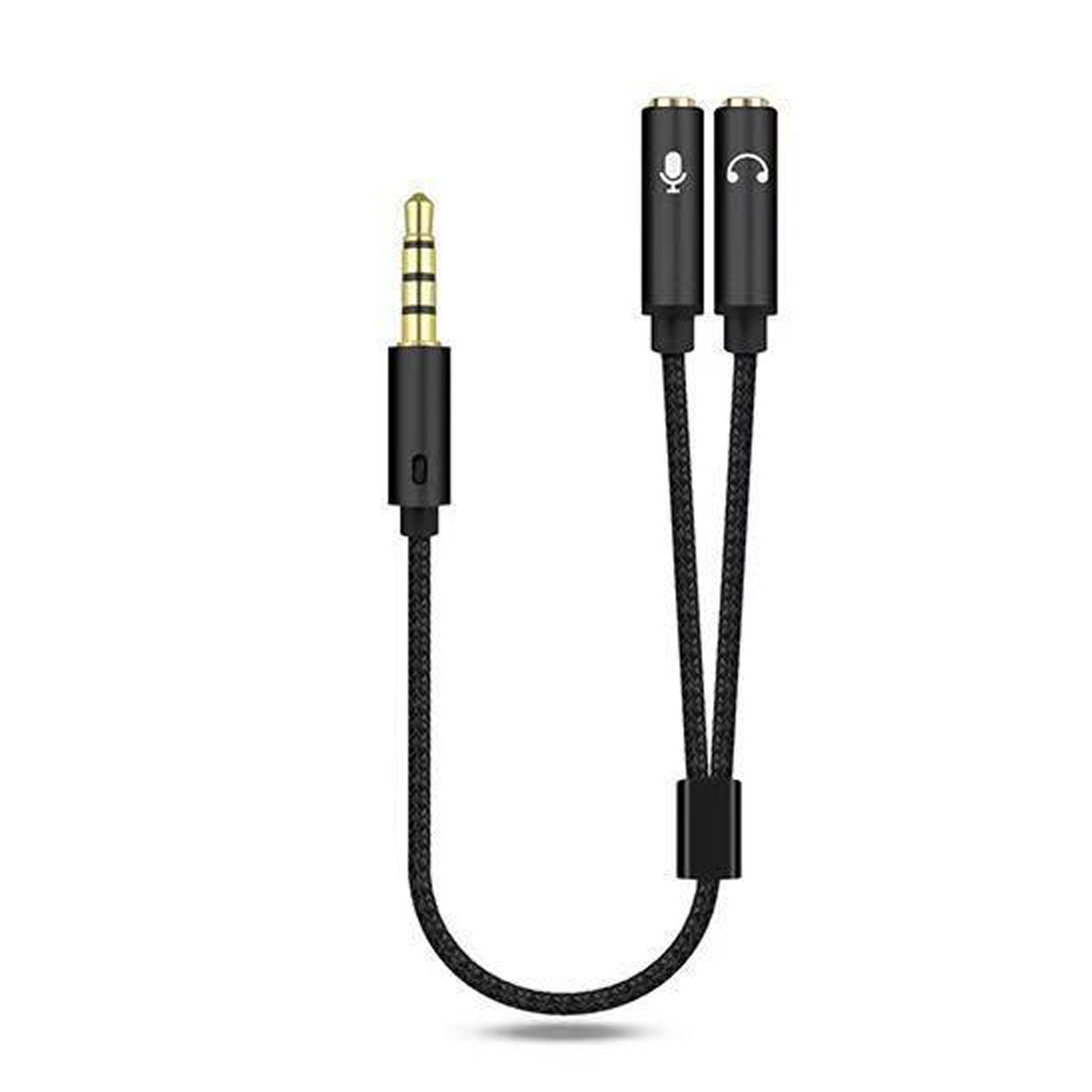 3.5mm Headphone Splitter 2 in 1 Male to Female Nylon Knitted 3.5mm ...