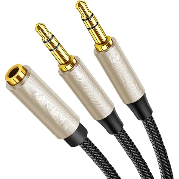 3.5mm Headphone Splitter for Computer Y Shape 1/8 Inch Aux 2 TRS Male ...