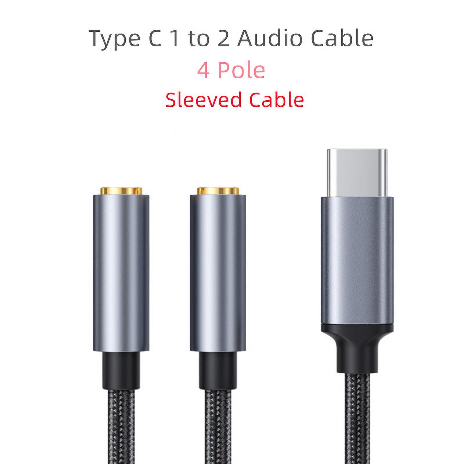 3.5mm Jack Aux Type C 1 to 2 Audio Cable Splitter Adapter 3 4 Pole ...