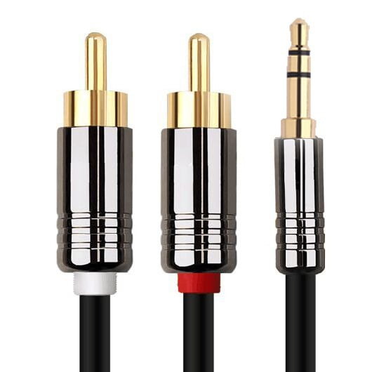 3.5mm Male to 2 RCA Female Stereo Audio Y Splitter Cable Cord, 24K Gold ...