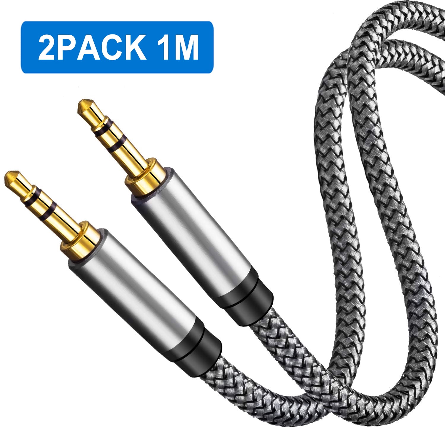 3.5mm Nylon Braided Aux Cable 3Ft, Audio Auxiliary Input Adapter Male ...