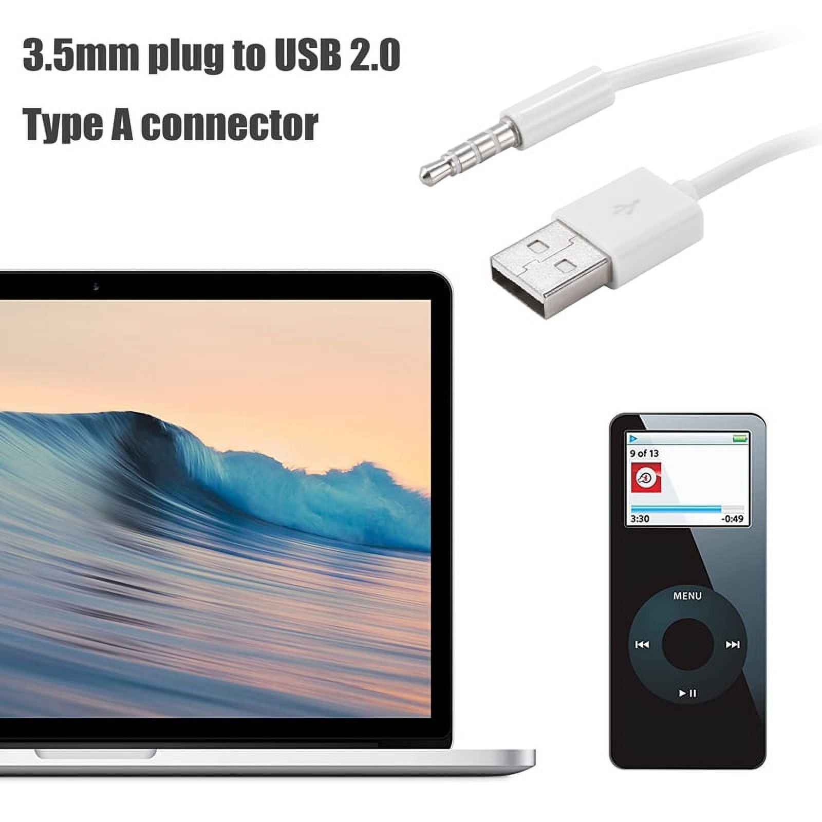 3.5mm Plug Audio AUX to USB 2.0 Plug Adapter Charging Cable 1M White - Walmart.com
