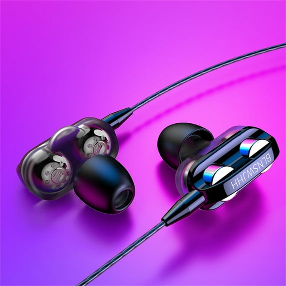 3.5mm Plug Wired In-Ear Headphones with Microphone Hybrid Driver Stereo ...
