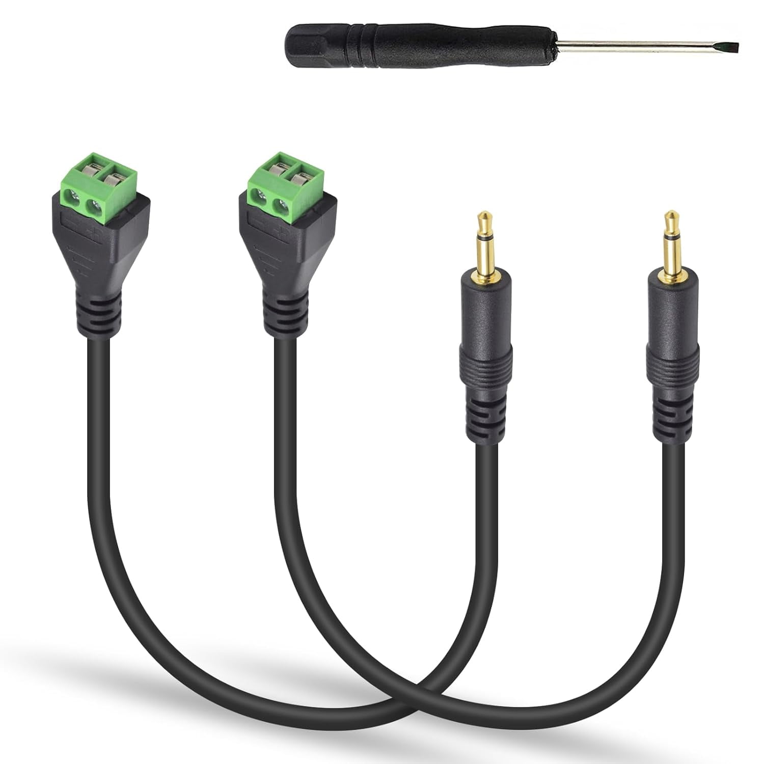 3.5mm Screw Terminal Connector, 2Pack 3.5mm (1/8") TS Mono Male to 2 ...