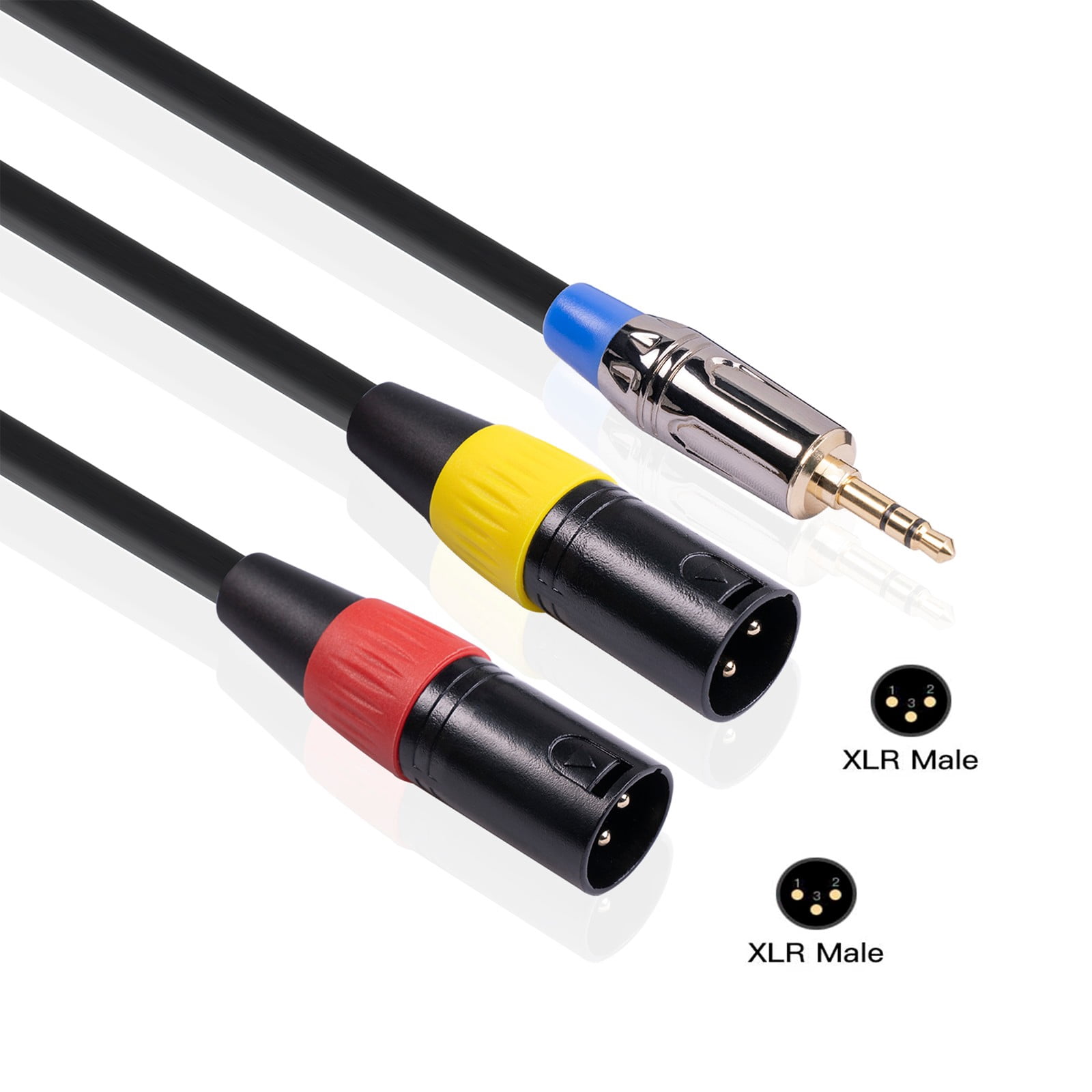 3.5mm To Dual XLR Stereo Cable Mini Jack To 2 XLR Male Y Splitter ...