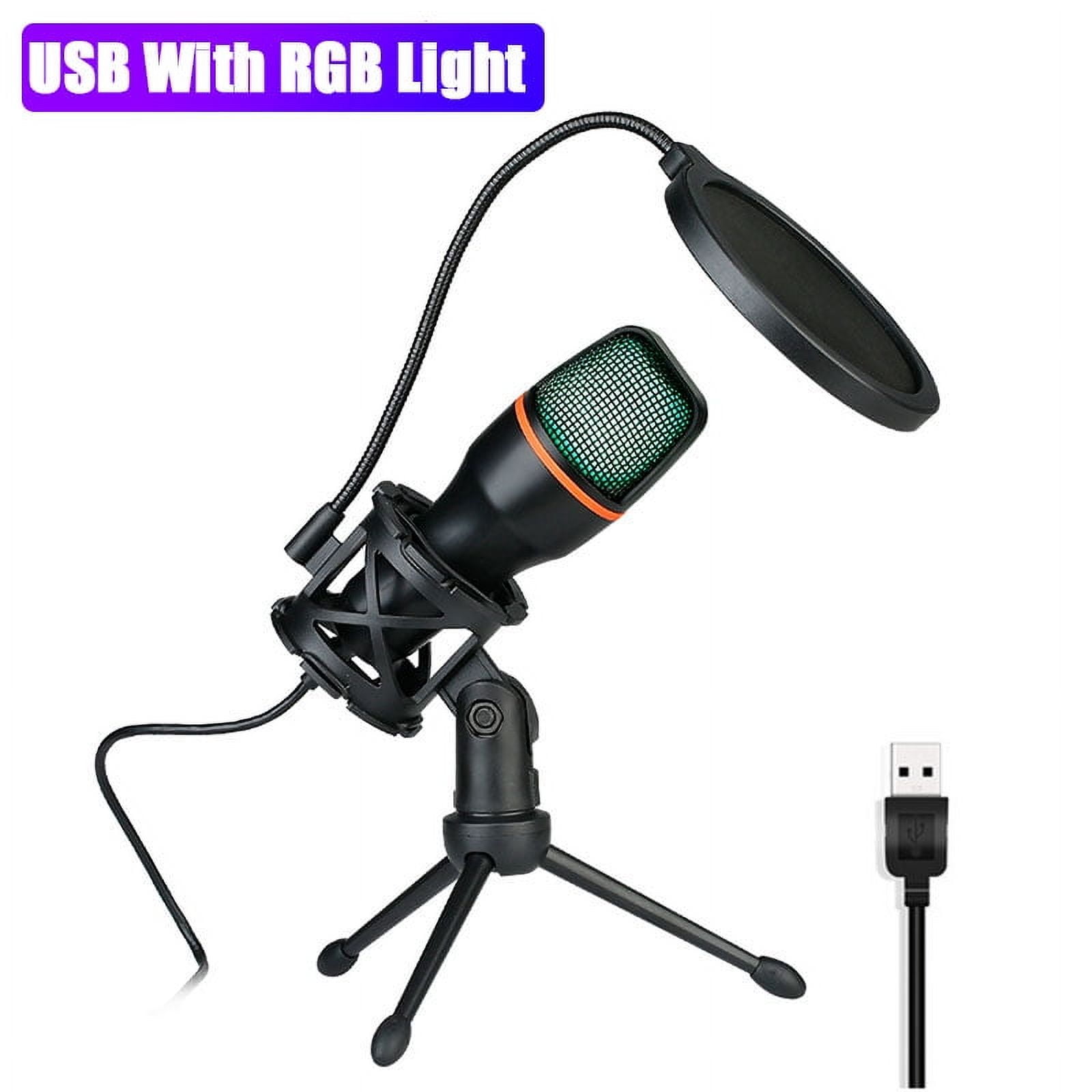 3.5mm USB/RGB Condenser Wired Microphone for PC Laptop Gaming Podcast ...