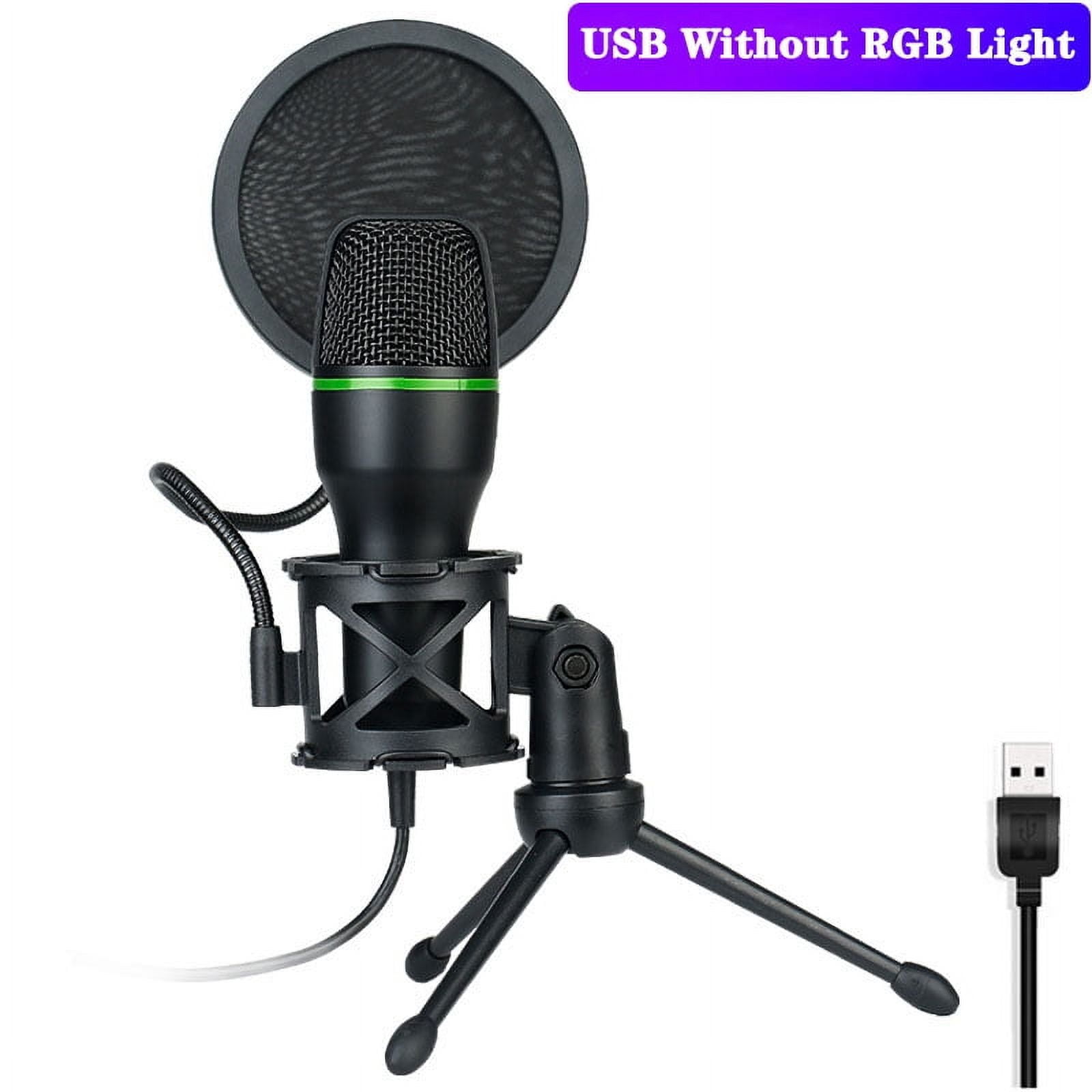 3.5mm USB/RGB Condenser Wired Microphone for PC Laptop Gaming Podcast ...