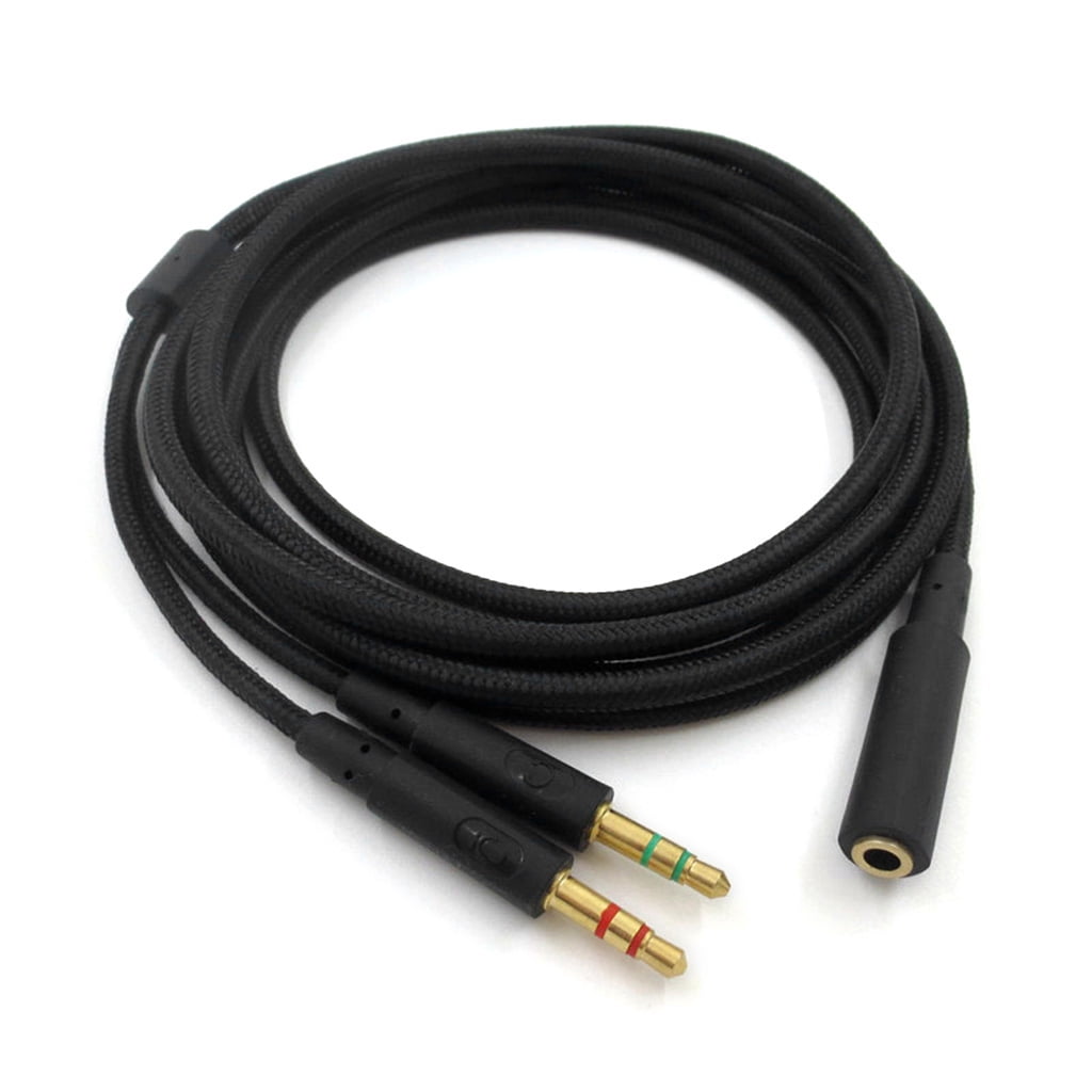 3.5mm Universal 2 in 1 Gaming Headset Audio Extend Cable For HyperX ...