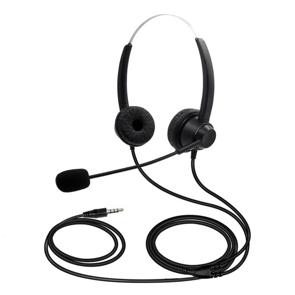 3.5mm Wired Computer Headset with Microphone Dual-ear Headphones ...