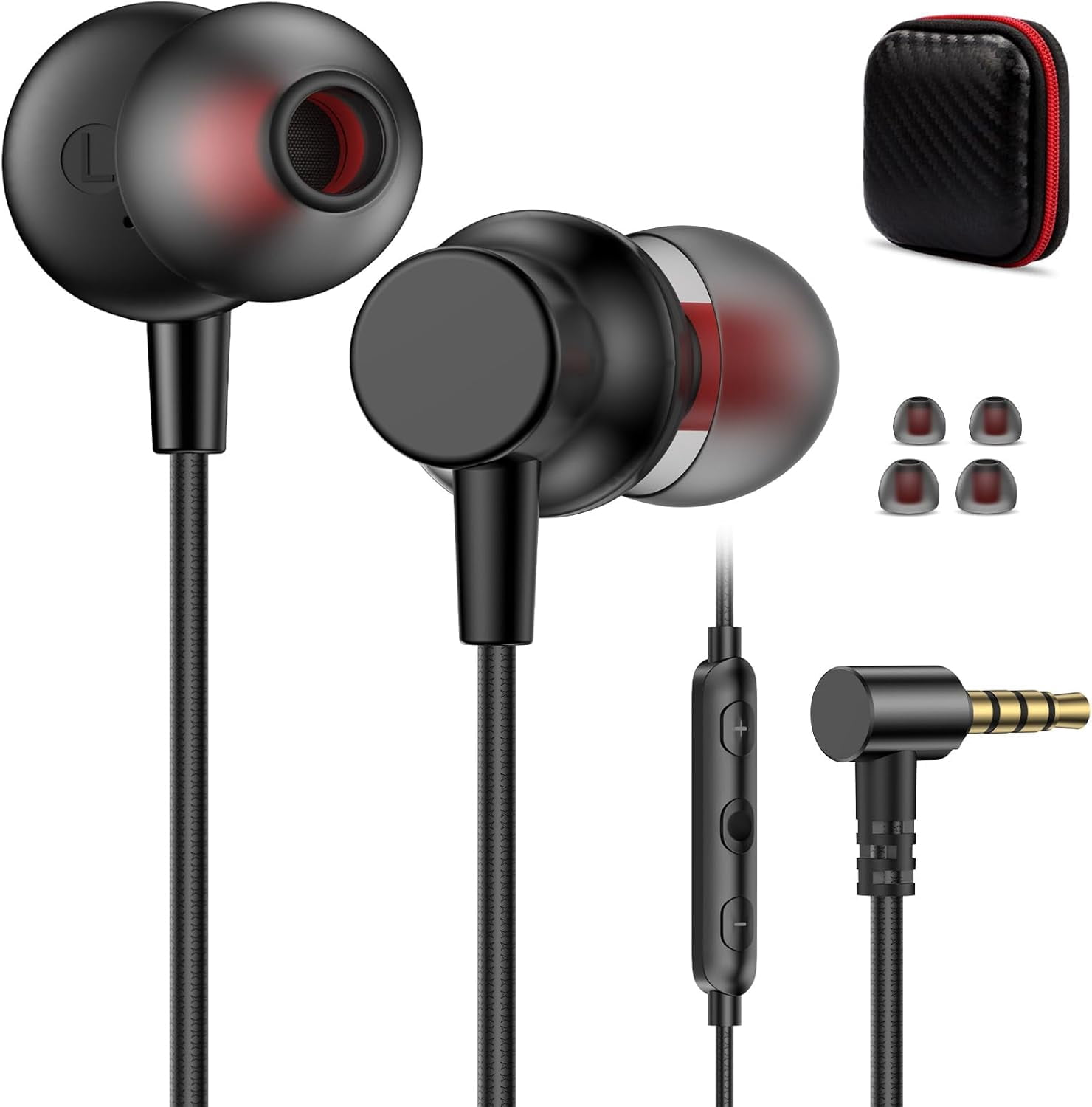 3.5mm Wired Earbuds with Microphone,1.8M Noise Cancelling Headphones ...