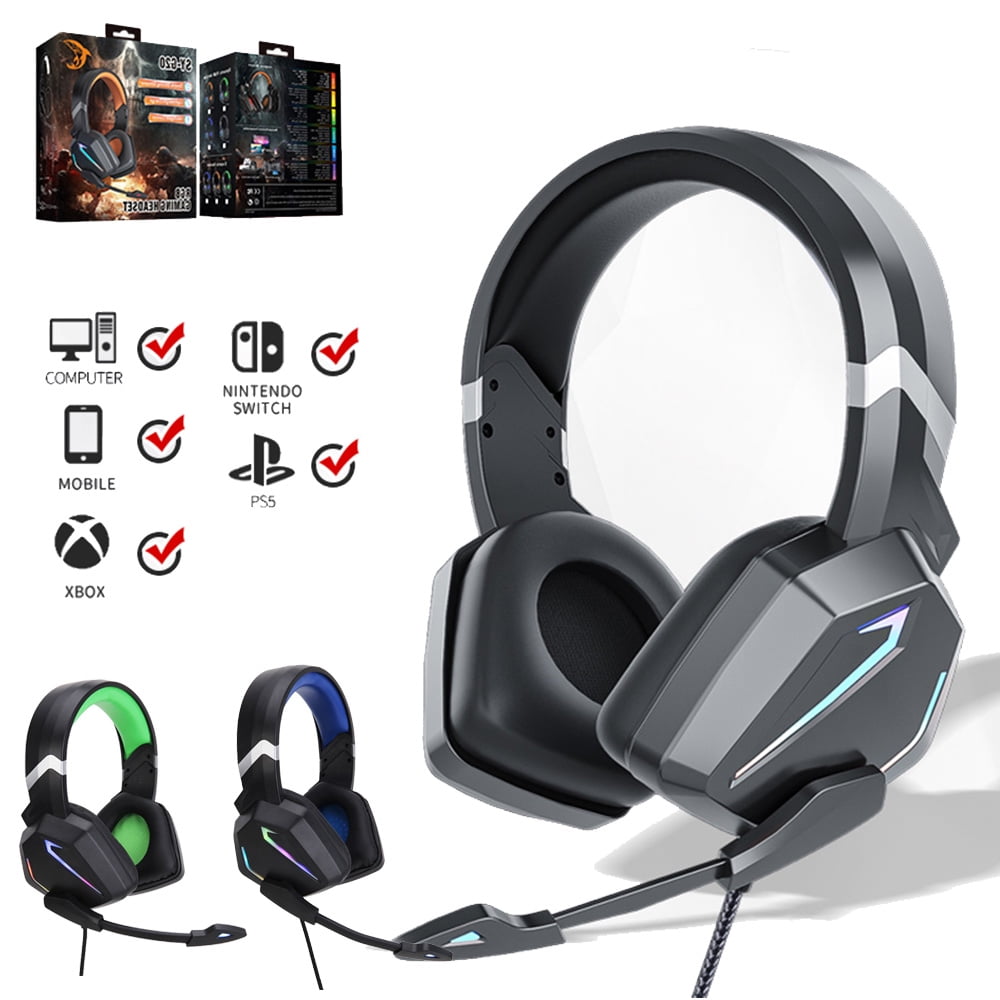 3.5mm Wired Gaming Headset Mic LED Headphones Stereo Surround for PC ...