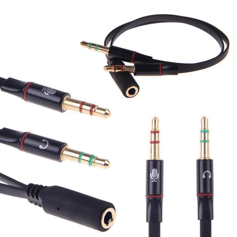 3.5mm stereo audio 2 male to female headset adapter. mic T7D9 Y ...