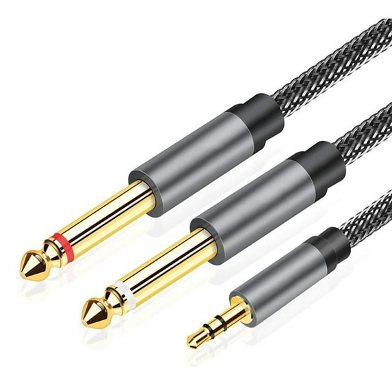 3.5mm to Dual 1/4 inch TS Audio Cable Cord for Phone, PC, Mixer, Gold ...