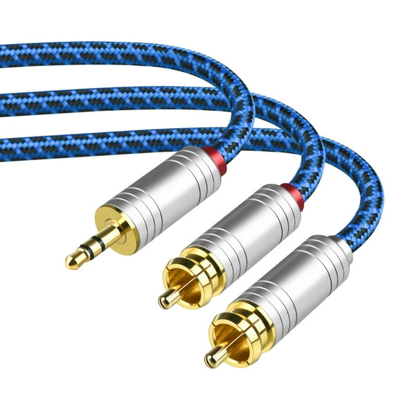 3.5mm to Dual RCA Stereo Audio Cable, 1-Male to 2-Male, Gold-Plated Hi ...
