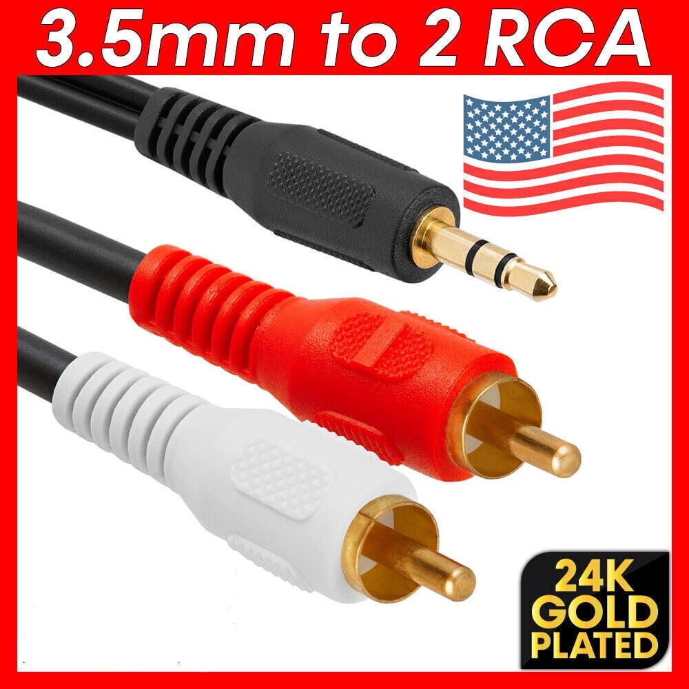 3.5mm to RCA Cable 2RCA to AUX Cord 2-RCA to 3.5mm Adapter Stereo Audio ...