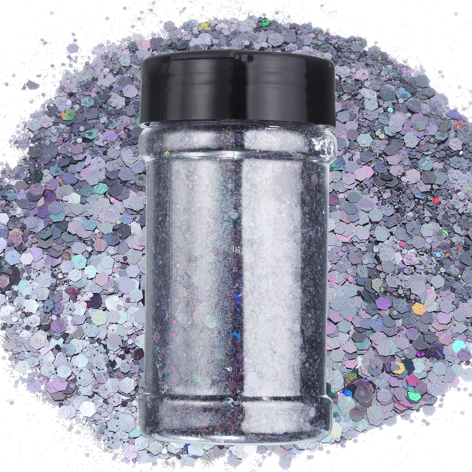 3.5oz/100g Black Holographic Glitters Powder Mixed Chunky & Fine Flakes ...