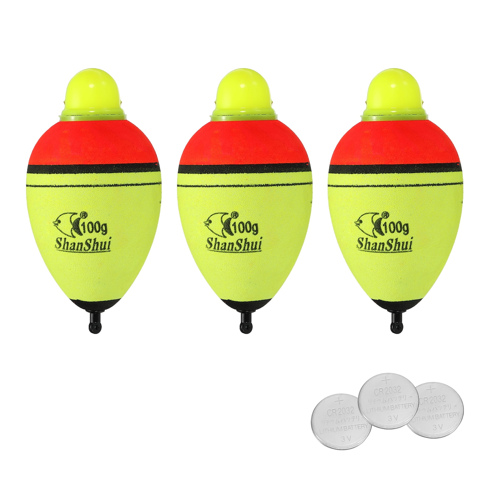 3.5oz Lighted Fishing Slip Bobbers EVA Green Red LED Light Up Fishing ...