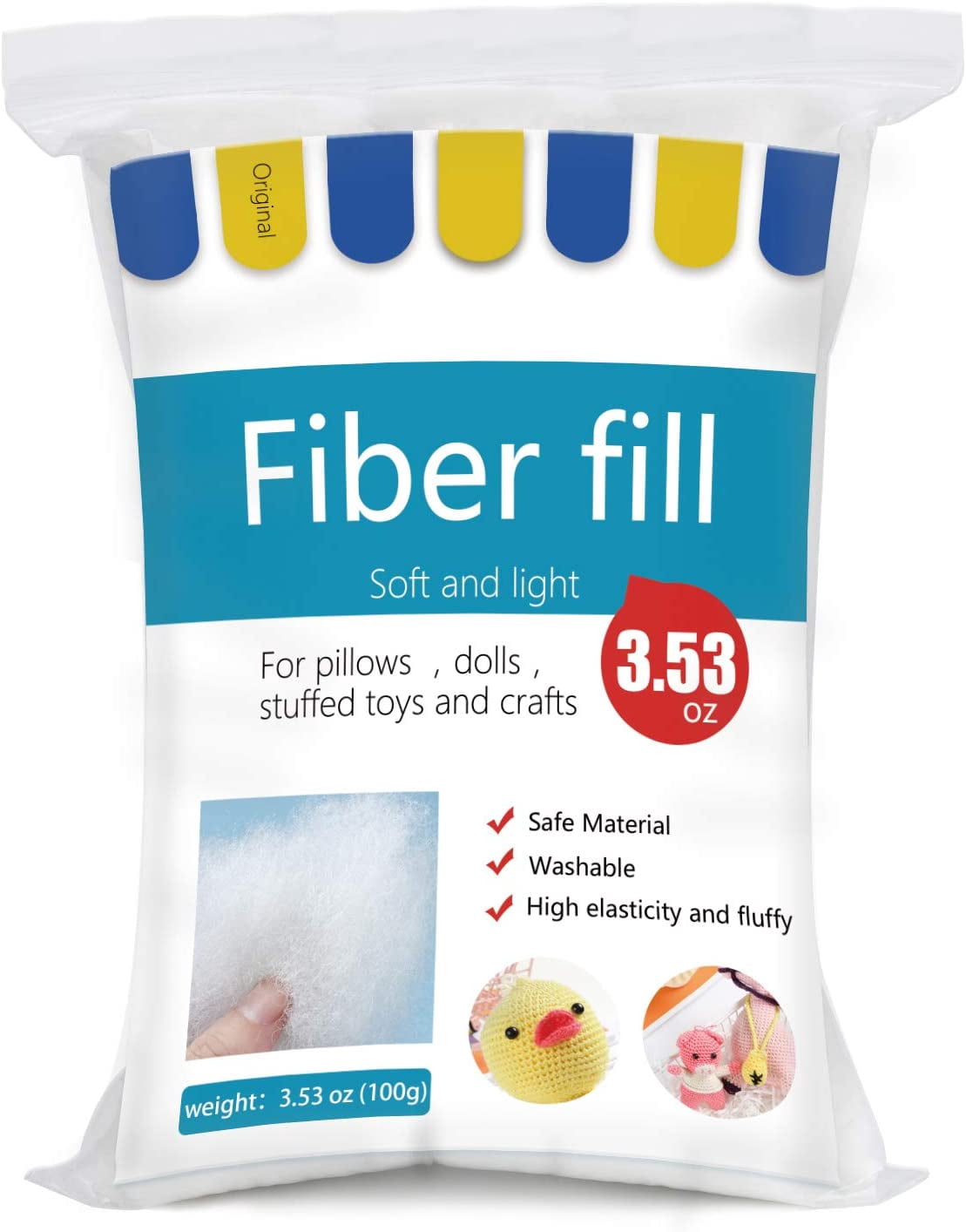 3.5oz Premium Polyester Fiber Fill, High Resilience Fiberfill Stuffing ...